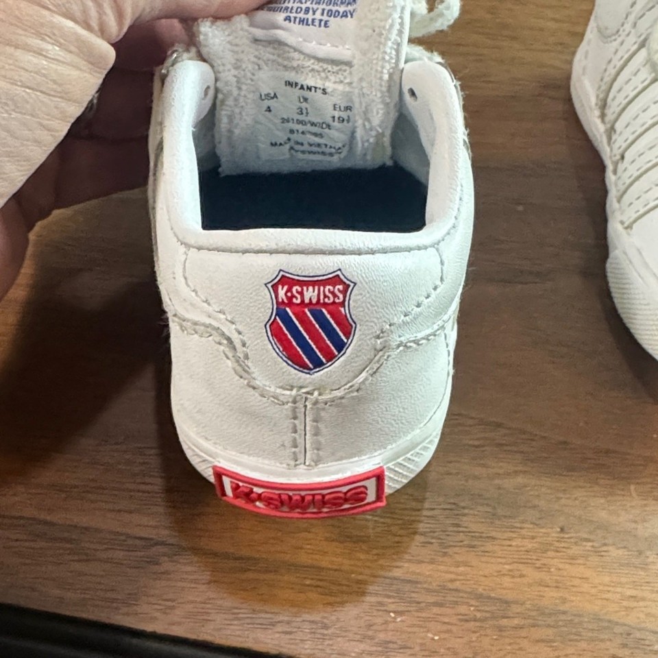 K-Swiss Kids White Sneakers with Red and Blue Logo | eBay