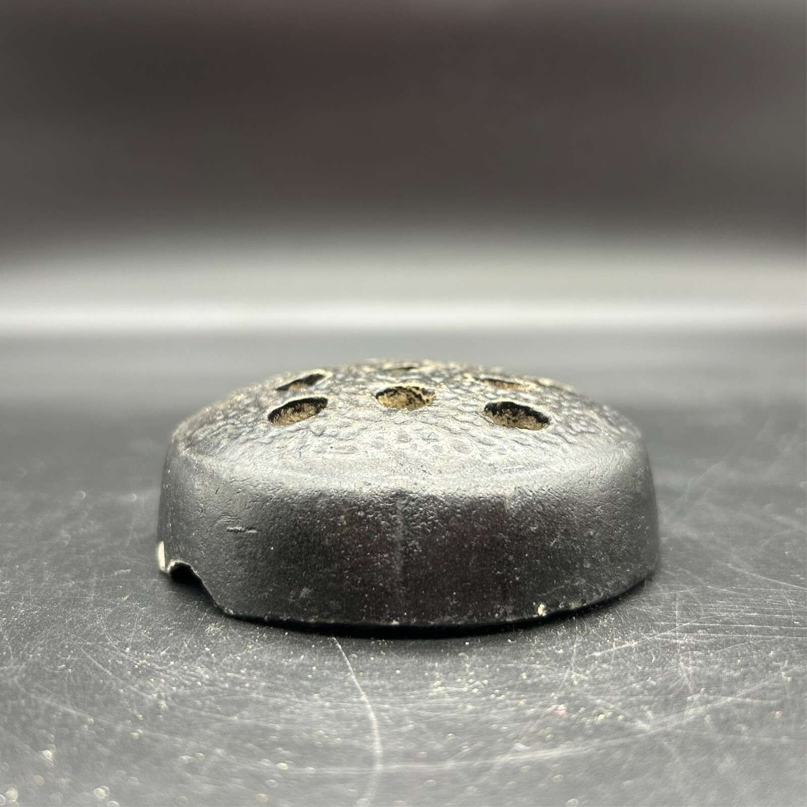 Vintage Textured Black Tokanabe Pottery Ikebana Flower Frog Made in ...