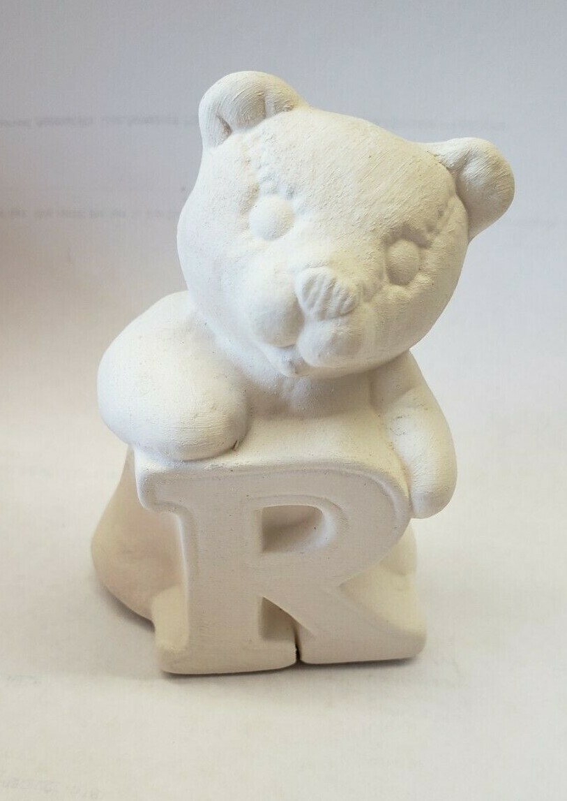 ALPHABET BEAR R CERAMIC BISQUE LETTER BEARS U-PAINT WWC #1249 | eBay