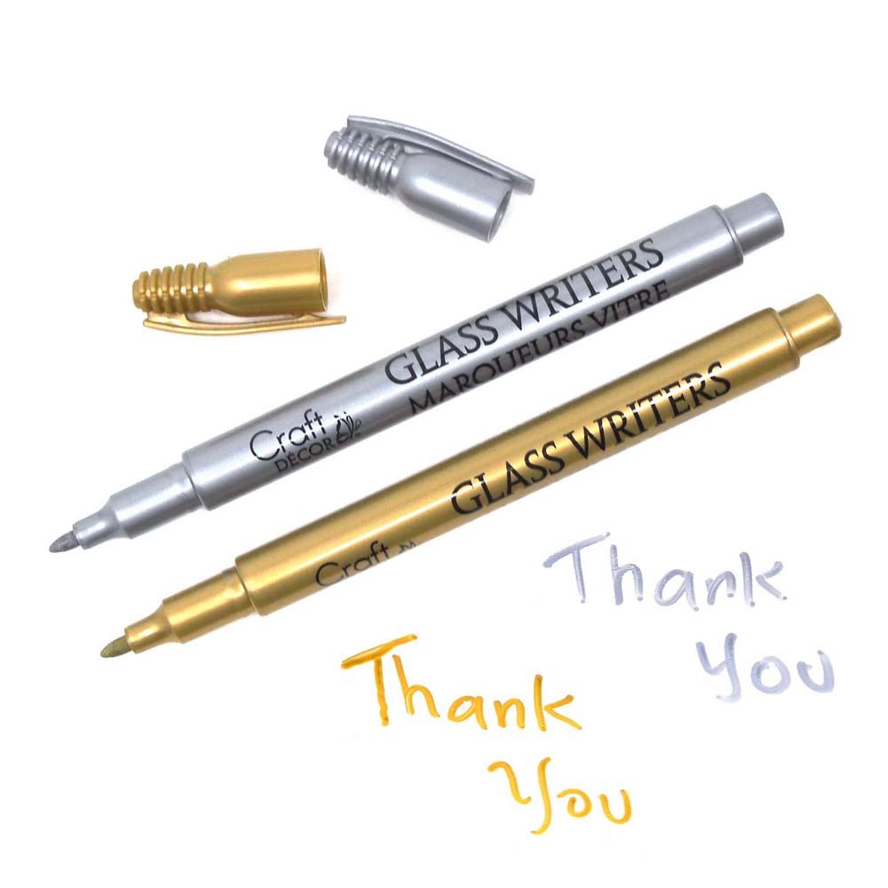 Glass Writers 1.2mm Fine Point, Gold/Silver, 5-inch, 2-piece ...