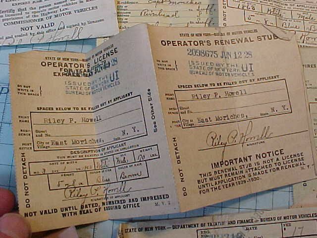 ORIGINAL 1920s / 1930 LONG ISLAND NY CAR OPERATOR LICENSES ...