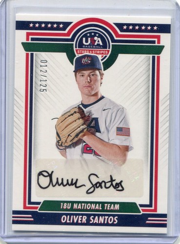 2022 Stars and Stripes 18U Team Signatures Oliver Santos Black Ink Auto 12/125 | eBay