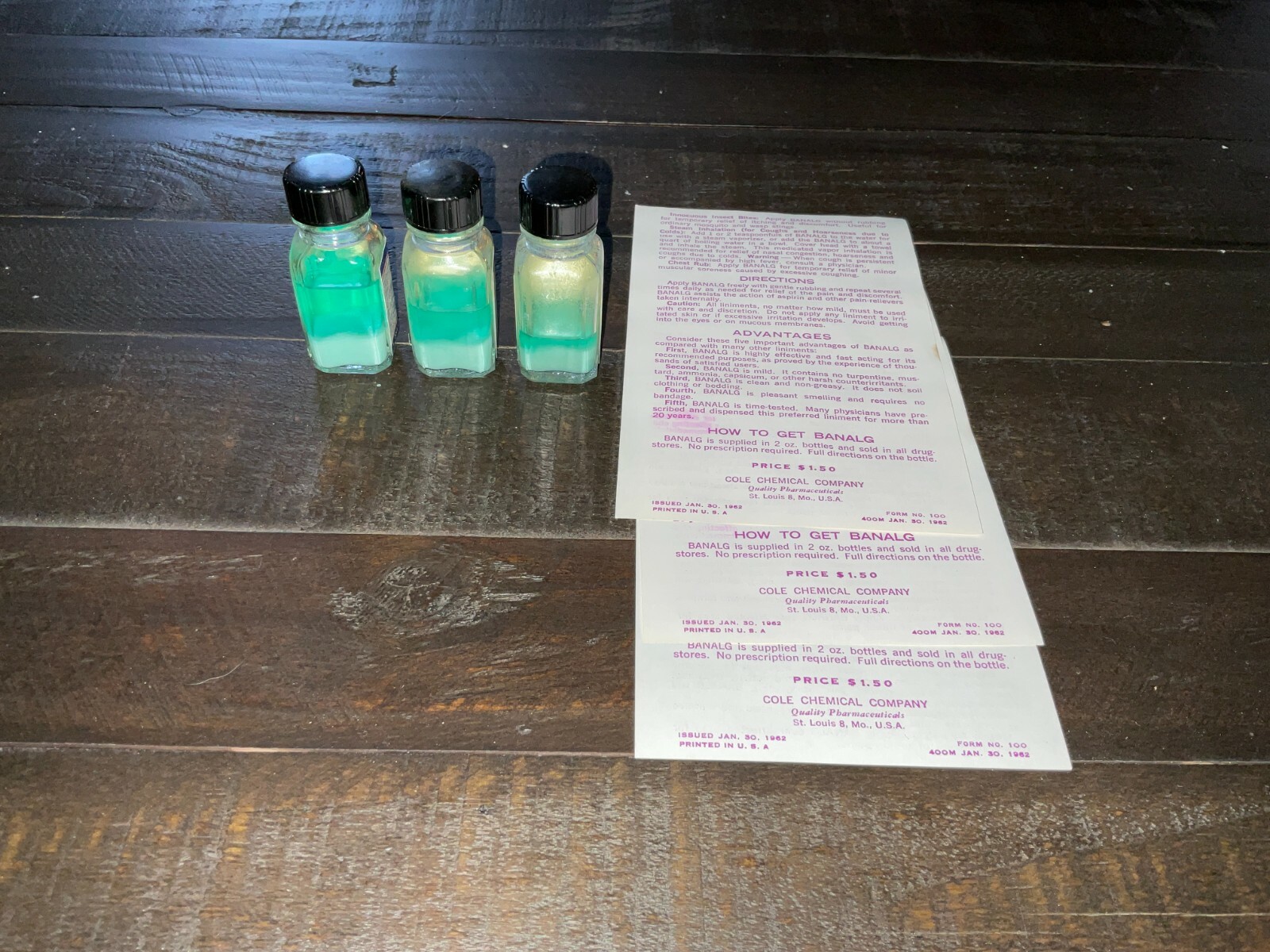 Vintage Cole Banalg Liniment - 3 Partially Full Bottles With ...