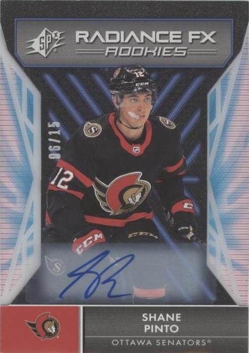 2021-22 SPx - Radiance F/X Shane Pinto #RFX-75 Auto /15 (AU, RC) for ...
