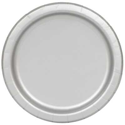 Silver Pack of 8 Large Round Paper Plates Party Supplies Dinner Plate ...