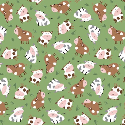 Animal Fabric | Farm-tastic Friends Cow Toss Green | Studio E YARD | eBay