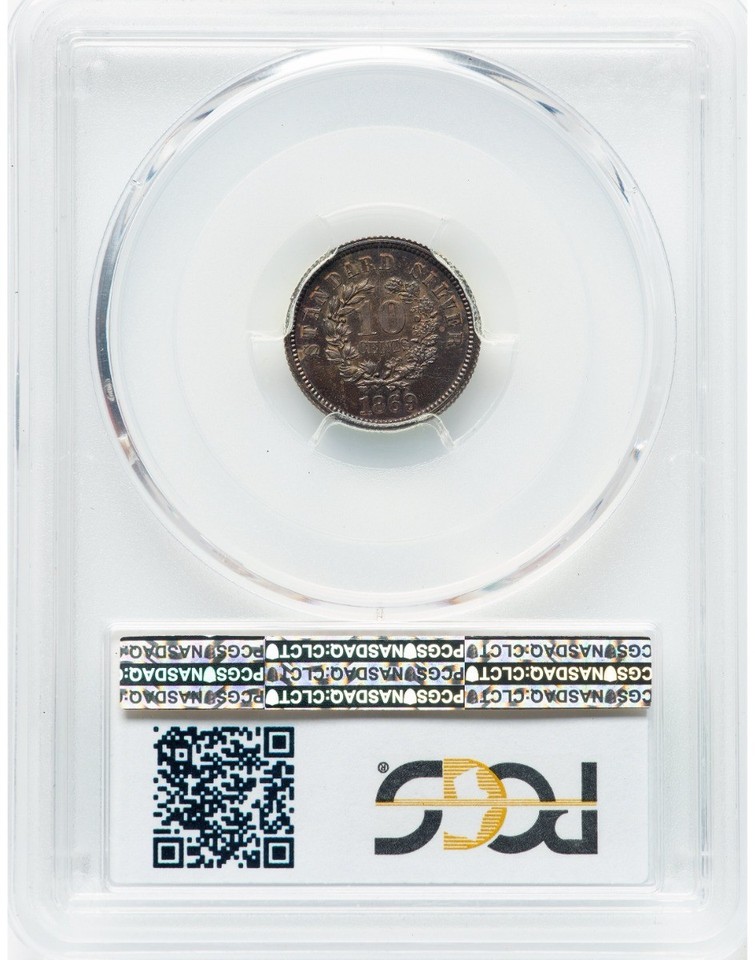 1869 10C Standard Silver Dime, Judd-710, Pollock-789, Low R.7, PR65 Red ...