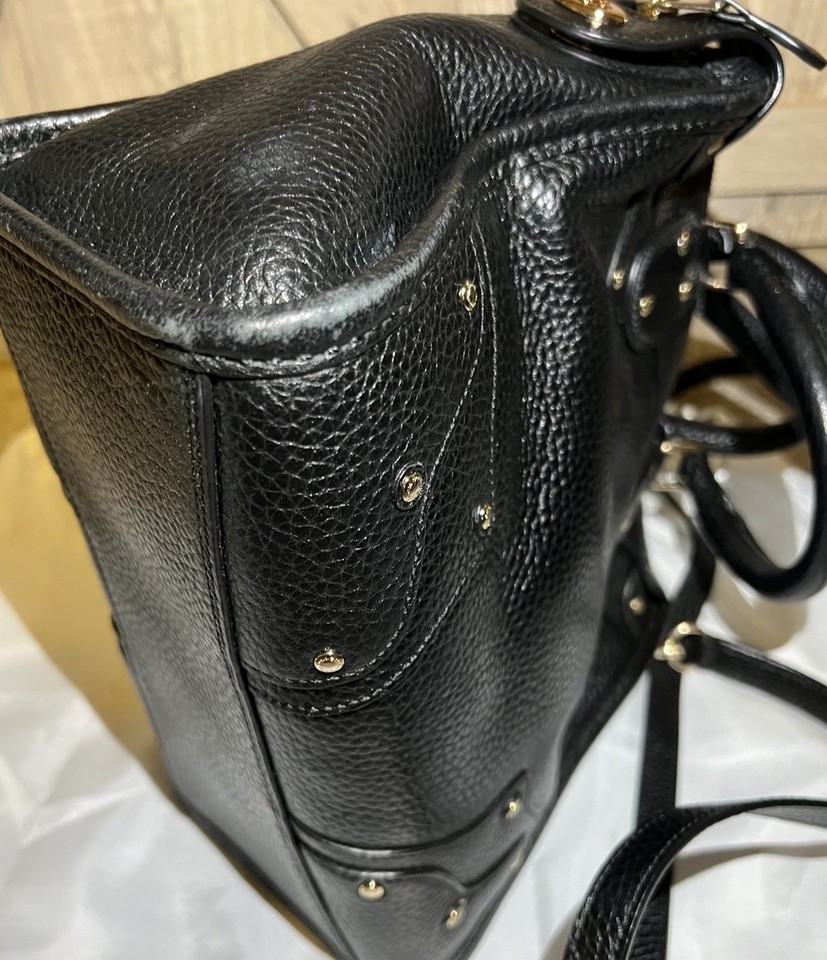 Coach Ryder Mini 33 Satchel Black Leather Studded Carryall Crossbody ...