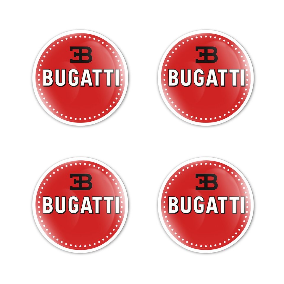 Bugatti Domed Stickers 4pc Decals Resin Rim Badge Wheel Center Caps ...