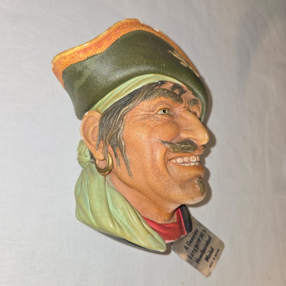 Vintage Bosson Head Pirate Figurine Chalkware Captain Kidd Wall Art | eBay