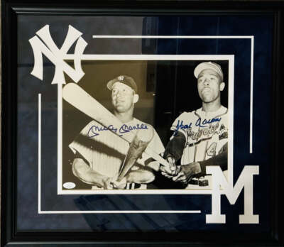 Mickey Mantle Hank Aaron Autographed Framed 11x14 Photo (JSA) | eBay