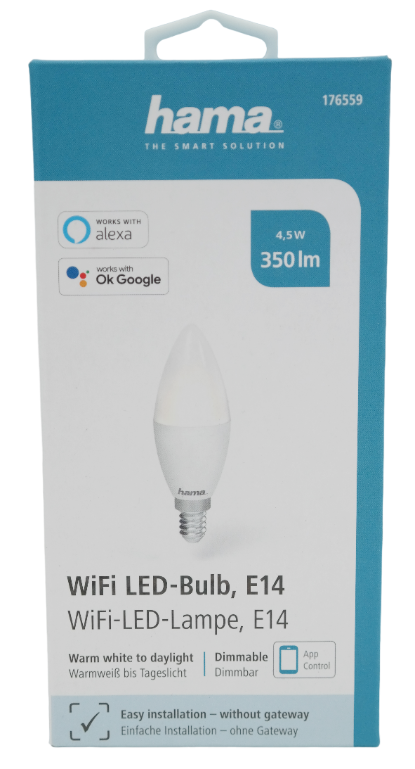 3x Hama Wifi LED-Lampe C37 E14 4,5W 25W Kerze App-Steuerung Alexa und ...