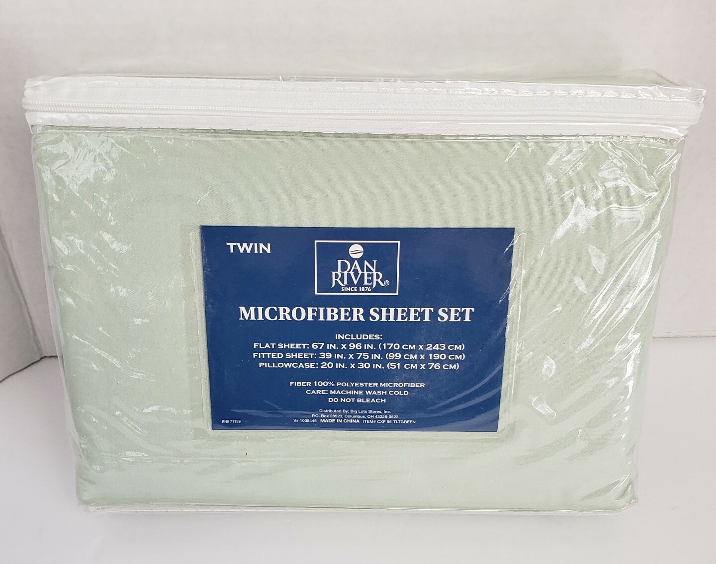 NEW Dan River Twin Sheet Set Green Microfiber Wrinkle Resistant Easy ...