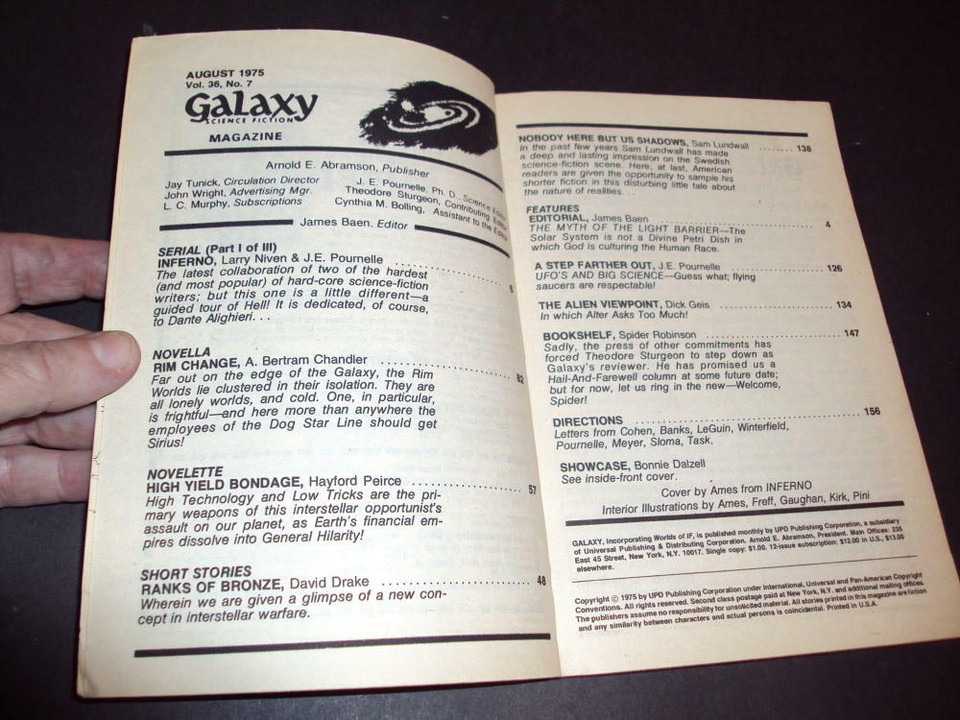 Galaxy Aug 1975 Larry Niven Inferno, Pournelle, Spider Robinson ID ...