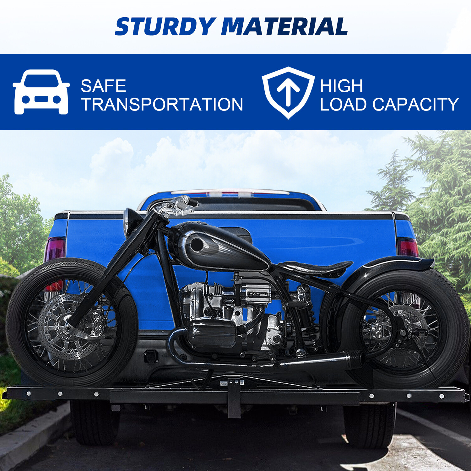 500 LB Motorcycle Scooter Carrier Bike Hitch Mount Rack Ramp Steel ...