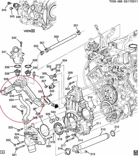 2011-2015 GMC SIERRA 6.6 DURAMAX Thermostat Housing LML 12642720 ...