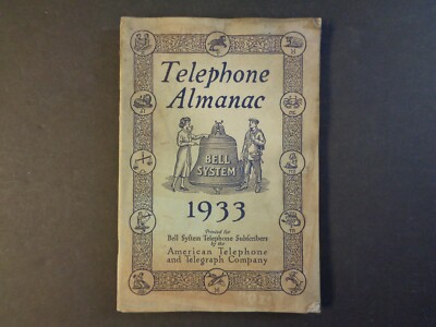 Vintage Telephone Almanac, Bell System, 1933, American Telephone ...