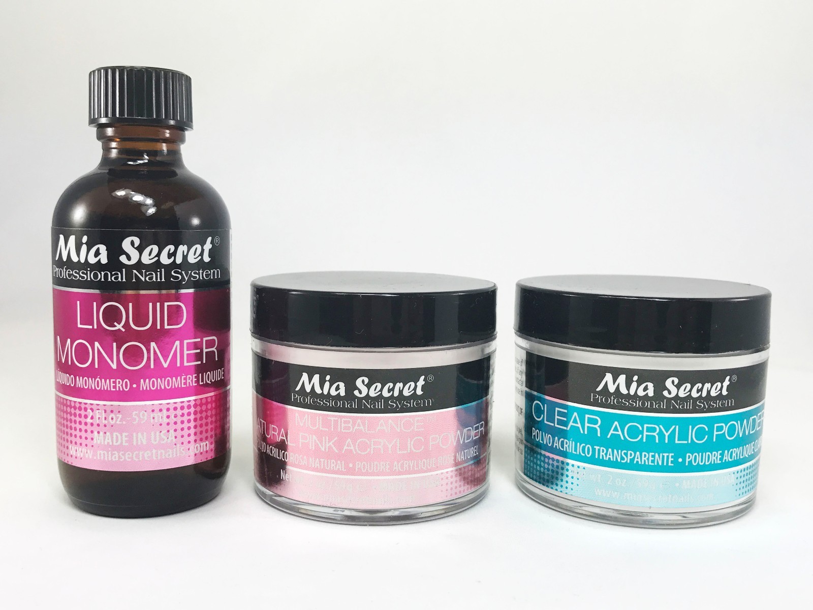 MIA SECRET LIQUID MONOMER 2oz /4oz &ACRYLIC POWDERS 1oz /2oz /4oz ...
