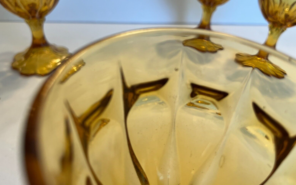 Fenton Vintage Victorian Amber Valencia Goblets Set of 4 1969-1971 | eBay