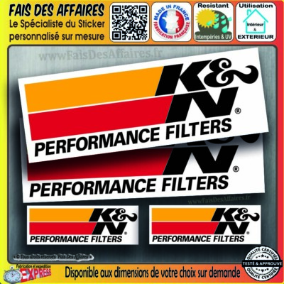 4 Stickers autocollant filtre KN performance sponsor k&n filtre à air ...