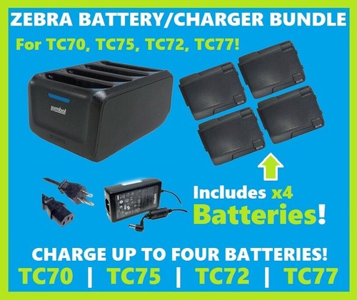 Zebra 4-Port Battery Charger & Batteries, TC70 TC72 TC77 SAC-TC7X ...