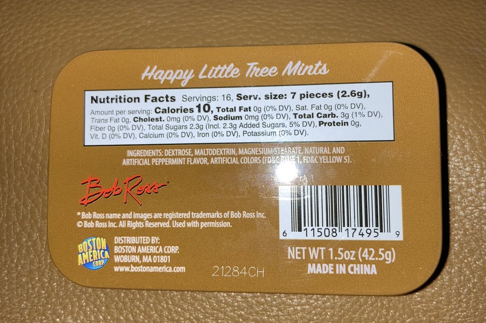 NEW Boston America Bob Ross Mints Tin HAPPY LITTLE TREE MINTS Novelty ...