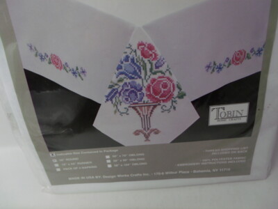 Tobin Stamped Cross Stitch Embroidery Tablecloth VICTORIAN FLORAL 58 ...