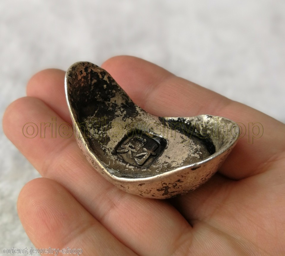antique old Chinese Qing famous "Ingot" tibet silver ingots Figures ...