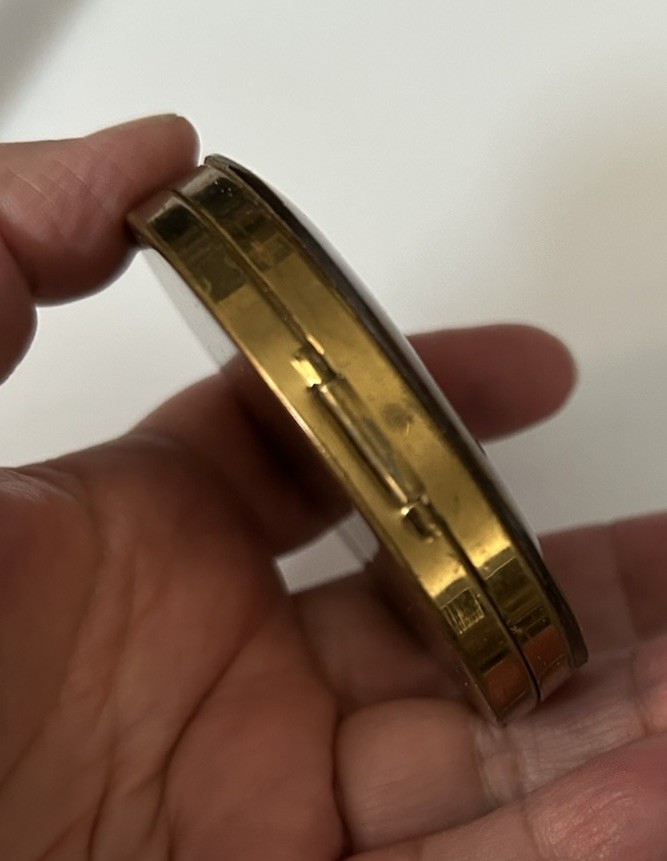 Vtg Lacquered Enamel Tortoise 3” Compact Makeup Mirror 1950s Gold tone ...