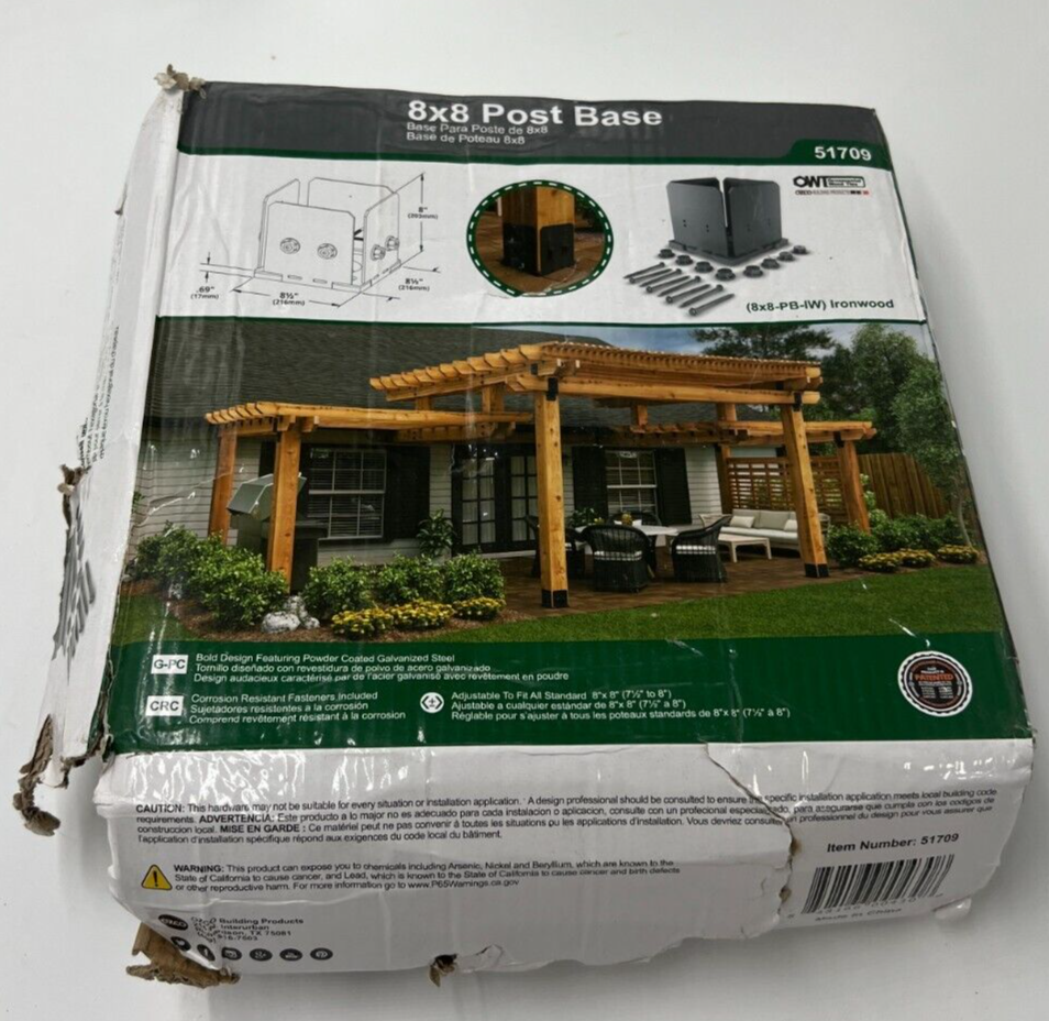 Ozco OWT 8x8 Ironwood Post Base 51709, 8x8-PB-IW Galvanized Steel Heavy ...