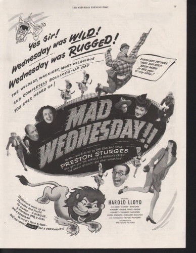1950 MAD WEDNESDAY STURGES LLOYD CONLIN WALBURN JUDGE KENNEDY MOVIE AD ...
