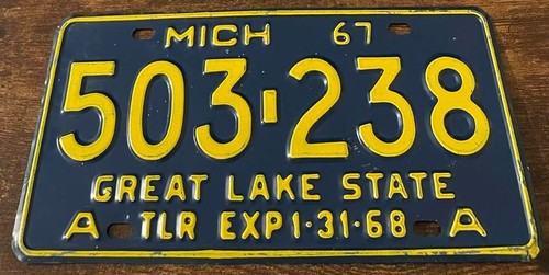 1967 Michigan Trailer License Plate 503-238 Great Lake State | eBay