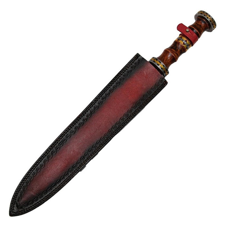 Handmade Damascus Steel Gladius Medieval Roman Short Sword With Leather ...