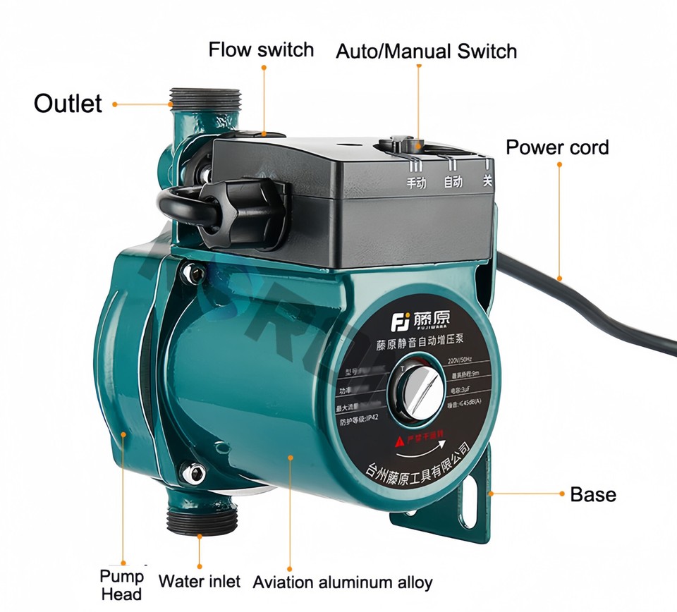 220V Silent Automatic Booster Pump 3/4'' Domestic Boost Pressure Water ...