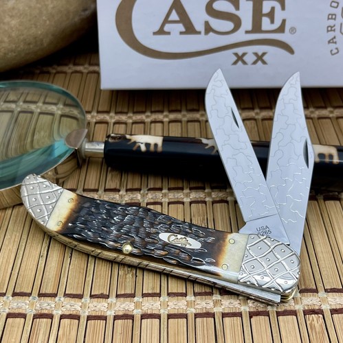 Case XX Amazing Custom Hand-Fired Peachseed AMBER Bone Folding Hunter ...
