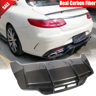 Real Carbon Rear Bumper Diffuser Lip for Benz S CLASS C217 S500 S550 ...