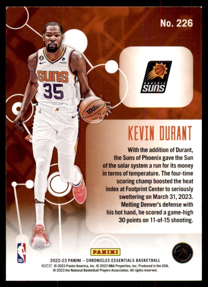 2022-23 Panini Chronicles #226 Kevin Durant Teal | eBay