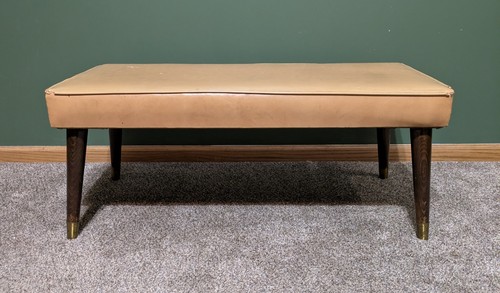 VTG MCM Ottoman Foot Stool Yellow/Tan Vinyl 60's 70's made in USA | eBay