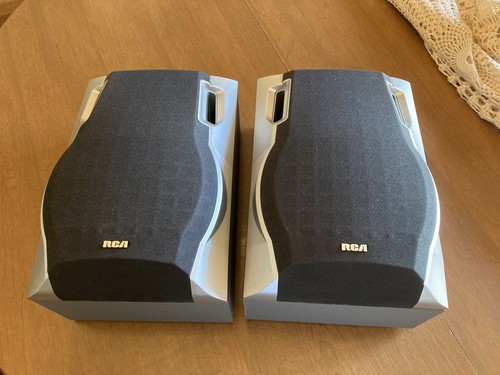 RCA RS1286 Left & Right Compact Speakers In silver For Home Stereo ...