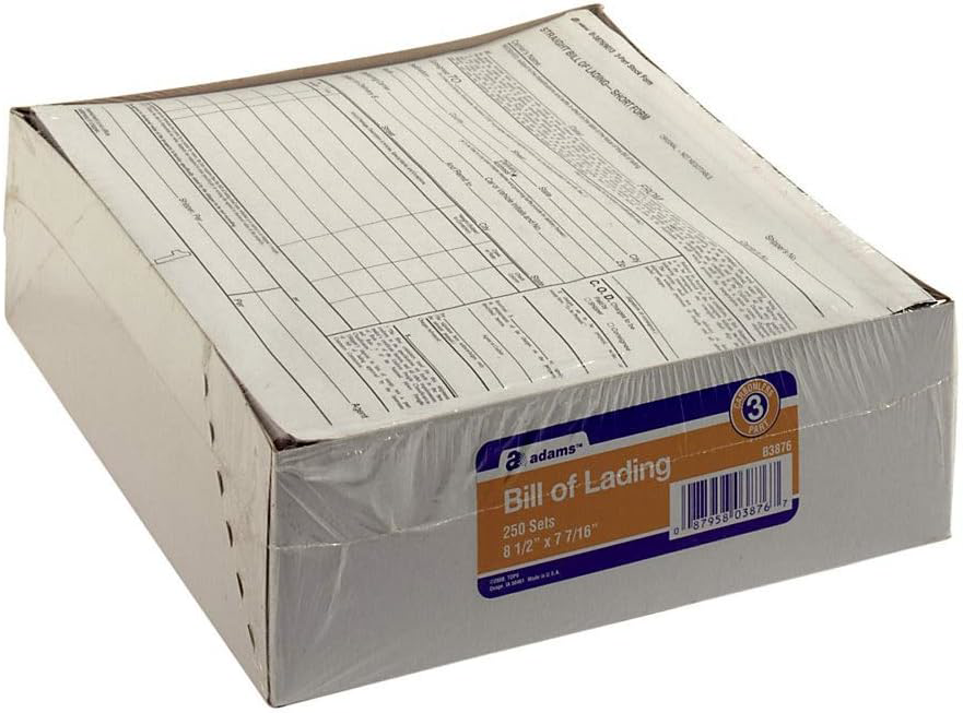 Adams Bill of Lading Short Form 8-1/2 x 7-7/16 Inches White 3-Part 250 ...