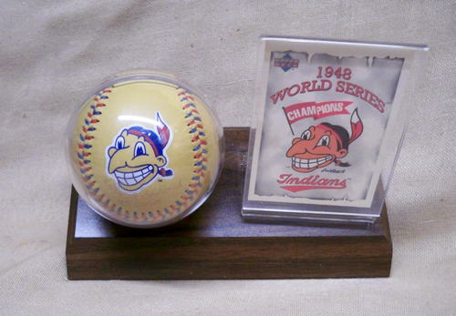 1948 Clev. Indians Chief Wahoo Spinneybeck Baseball+Card Signed Walter ...