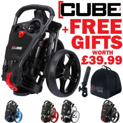 Cube Golf Trolley by SkyMax One Click 3 Wheel Folding Cart Lightweight ...