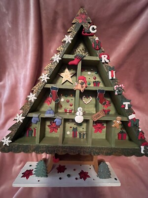 Christmas Pine Tree Shaped Display Wooden Wall Shelf Decor | eBay