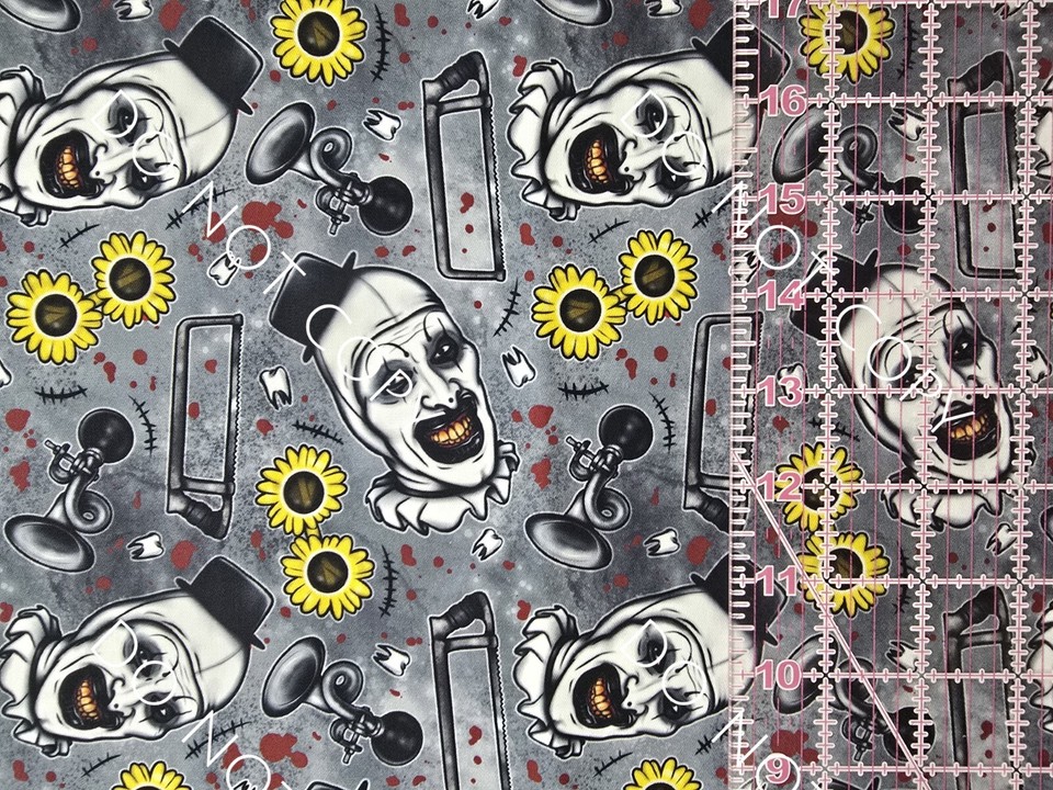 Custom 100% Cotton Woven Fabric Terrifier Horror Movie Art Clown 1/4 ...