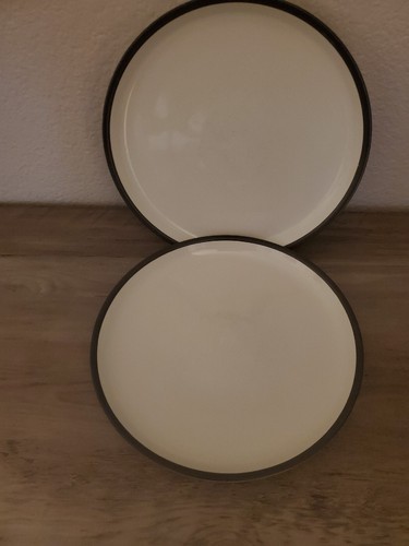 3 Denby Cream And Brown Summit Dinner Plates England | eBay