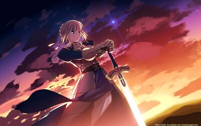 Anime girls fate series saber women with swords sword Playmat Game Mat ...