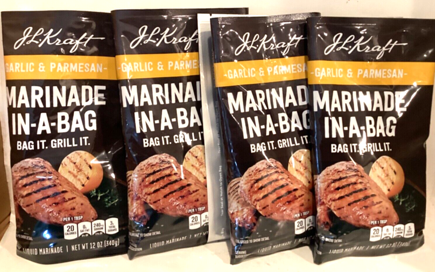 J L Kraft Marinade in a Bag Garlic Parmesan Liquid Marinade 12oz Ea Lot ...