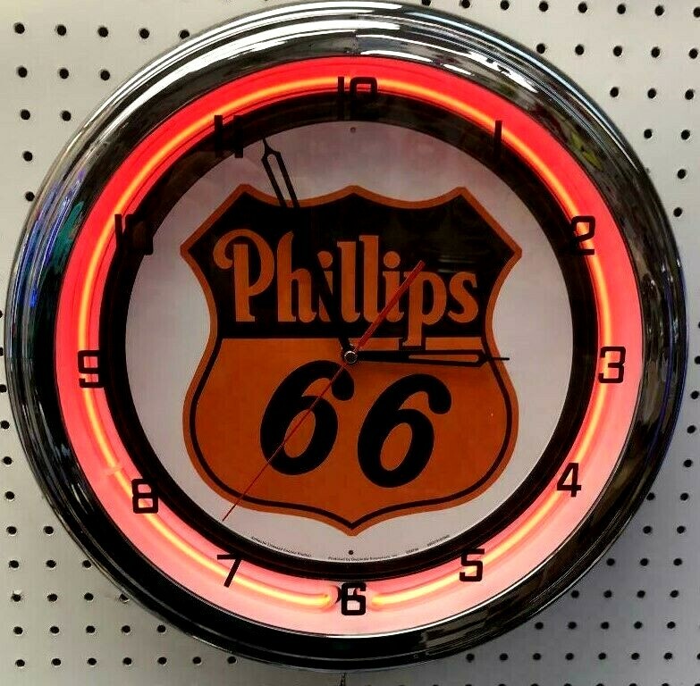 16" PHILLIPS 66 Sign Gasoline Motor Oil Gas Station Neon Clock | eBay
