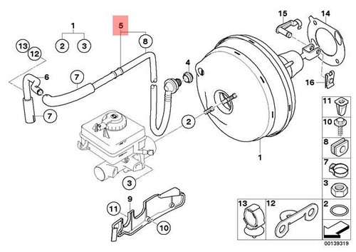 Genuine BMW E60 E61 E63 E64 Cabrio Brake Servo Vacuum Hose OEM ...