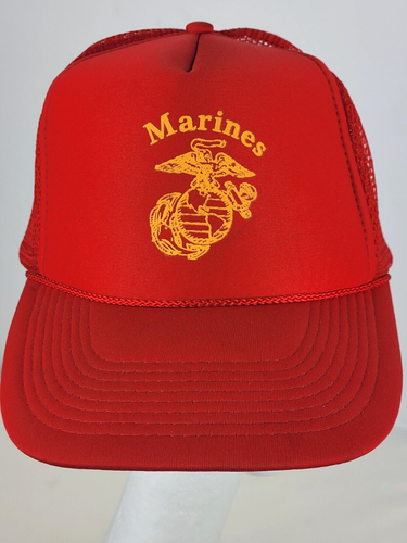 Vintage United States Marines Red Trucker Hat Nissin Cap Snapback Mesh ...
